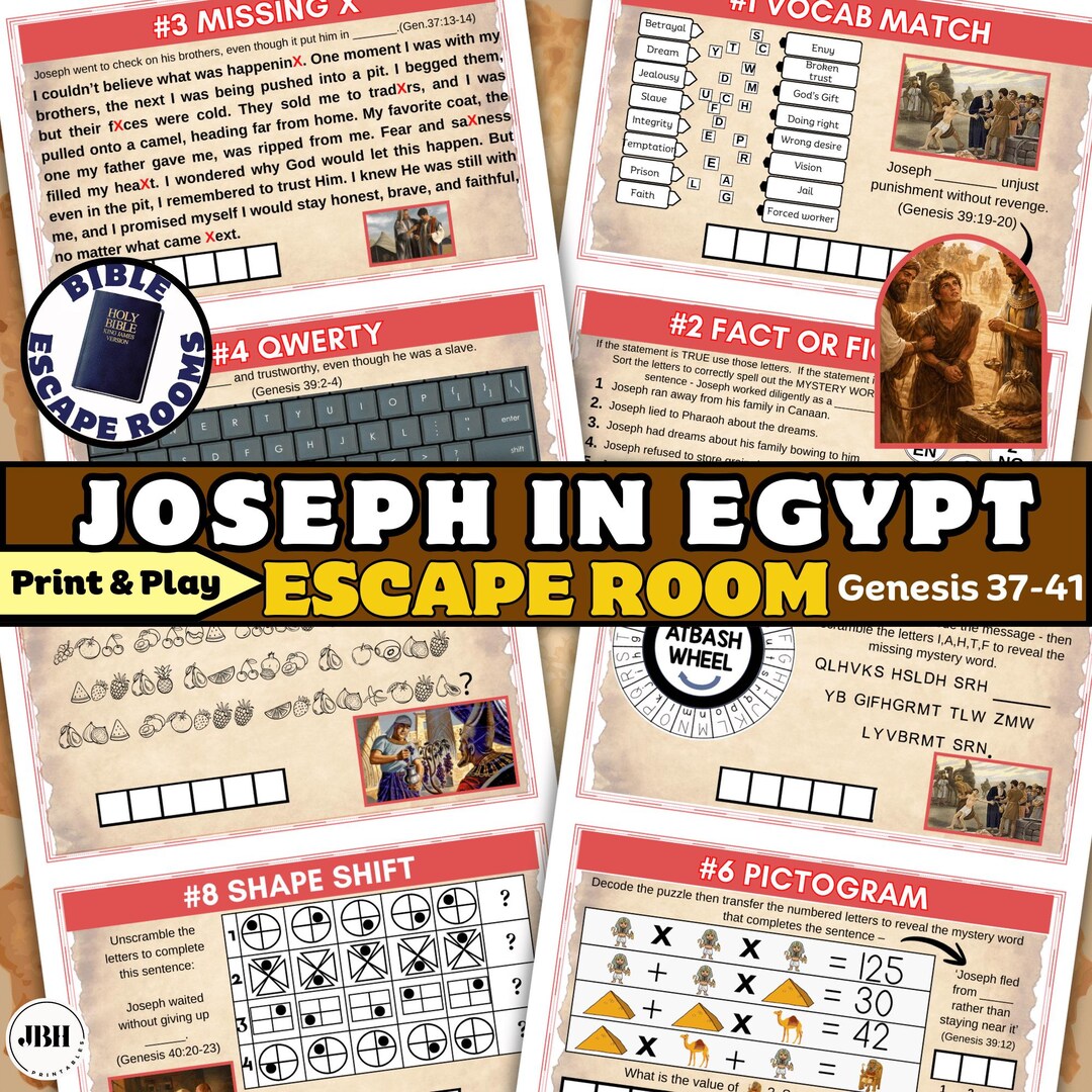Joseph in Egypt Escape Room Printable, Come Follow Me Joseph Escape ...