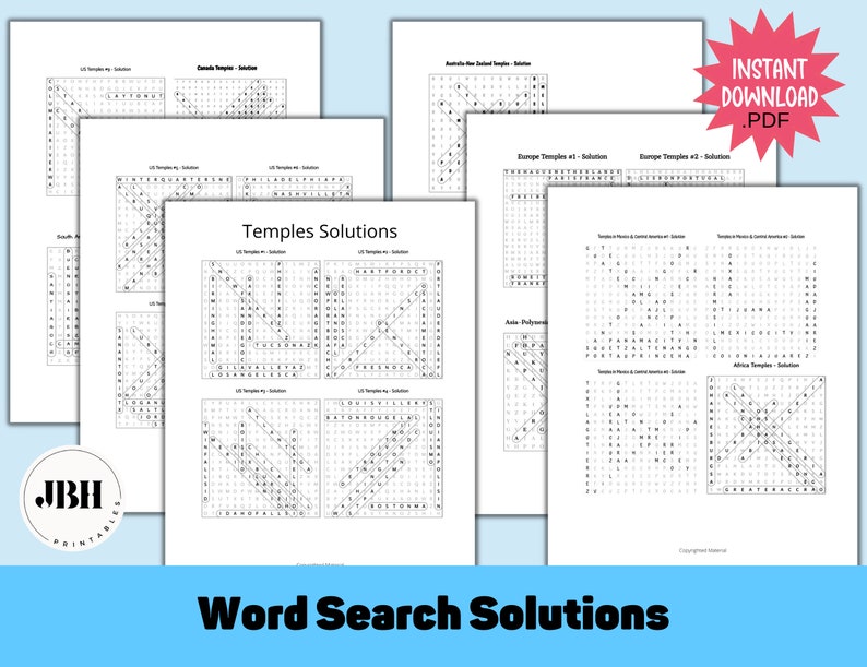 LDS Temple Word Search: 21 Puzzle Games (digital Download) - Etsy