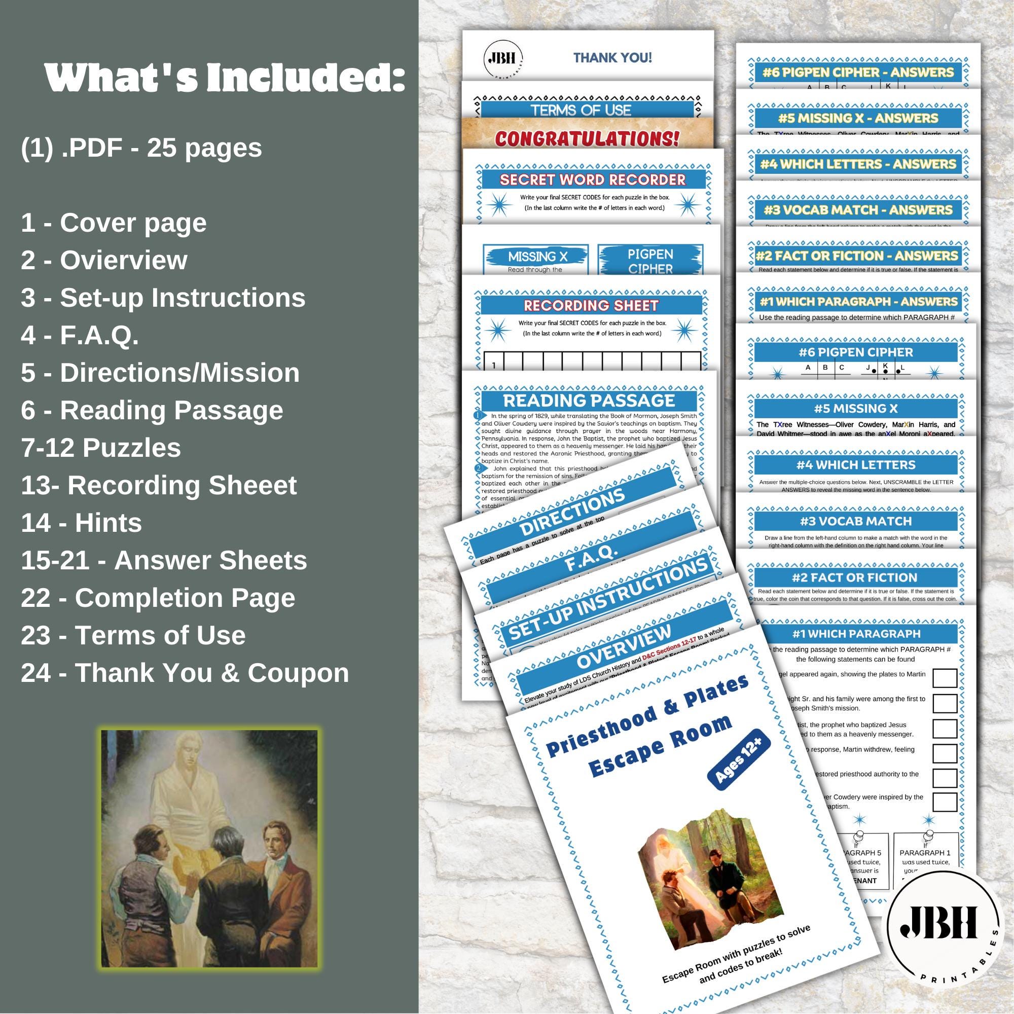 Priesthood & Plates Escape Room: Come Follow Me Activity (printable) - Etsy