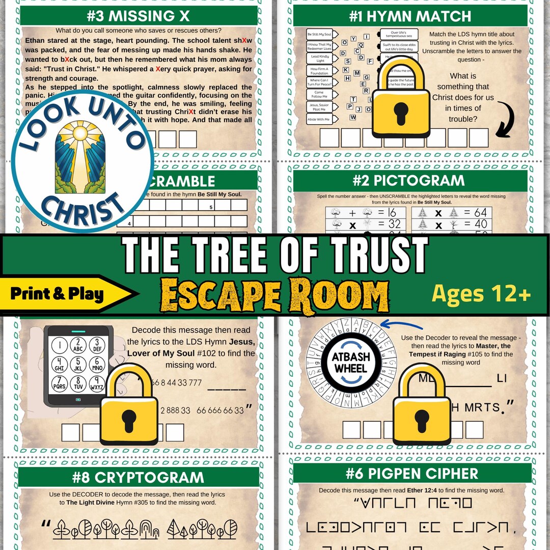 Tree of Trust LDS Escape Room, 2025 Youth Theme Printable Game, Look ...