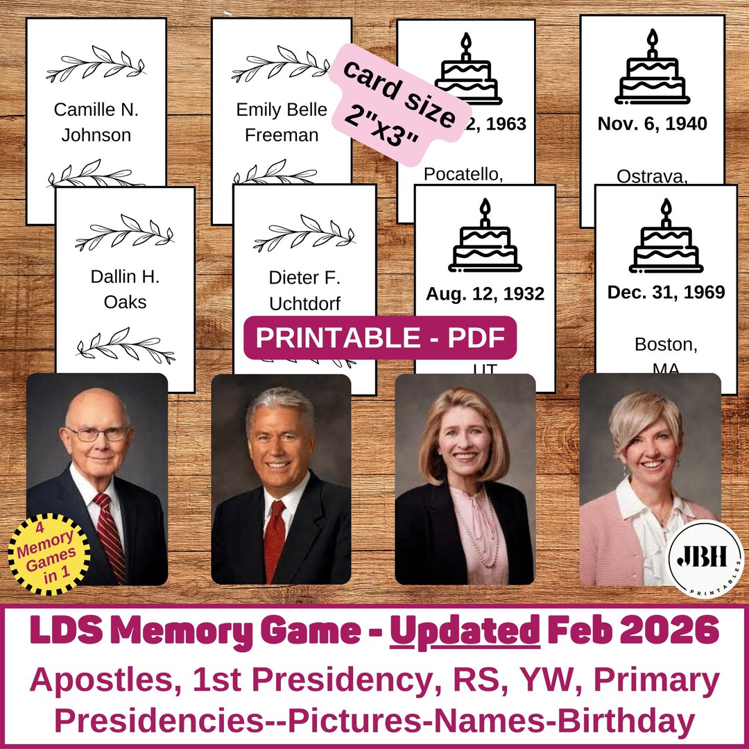 LDS Church Leaders Memory Game - Church Presidencies & 12 Apostles *feb ...