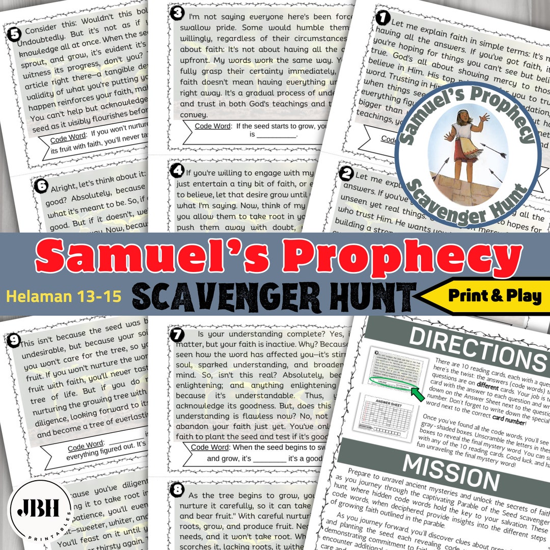 Printable Book of Mormon Escape Room, Samuel's Prophecy Scavenger Hunt ...