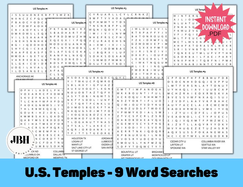 LDS Temple Word Search: 21 Puzzle Games (digital Download) - Etsy