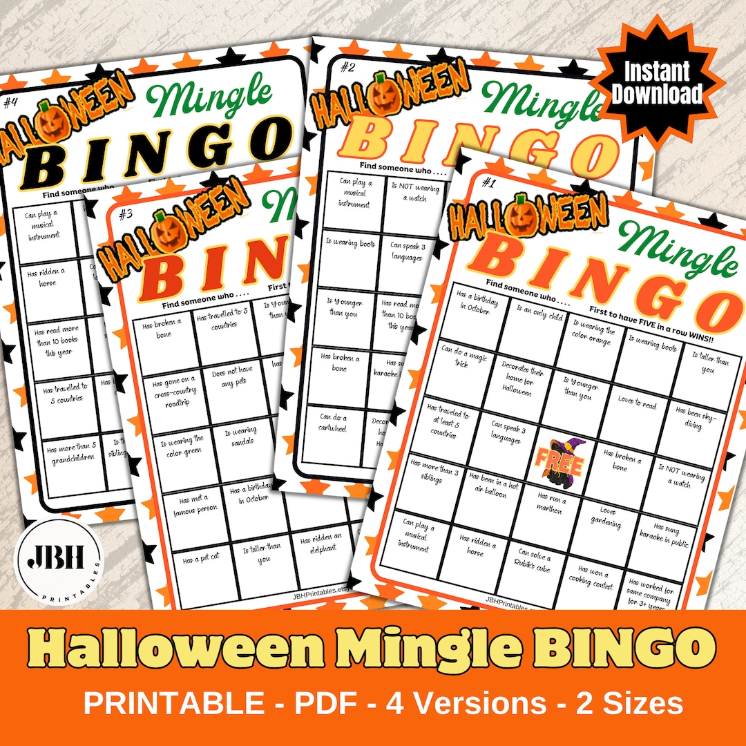 Halloween Mingle Bingo Game, Spooky Icebreaker Activity, Printable ...