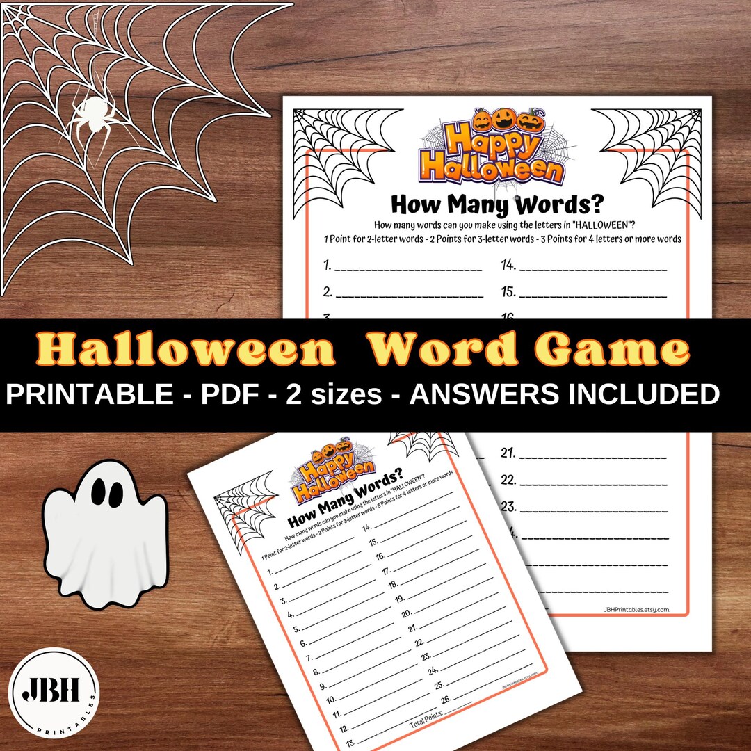 Printable Halloween Themed Word Hunt, Halloween Word Challenge ...
