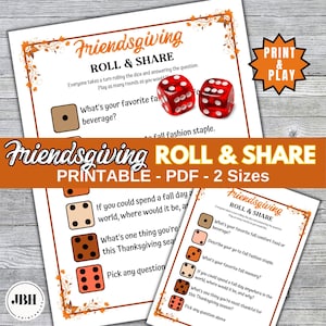 Friendsgiving Roll and Share Game: Printable Icebreaker (PDF) - Etsy