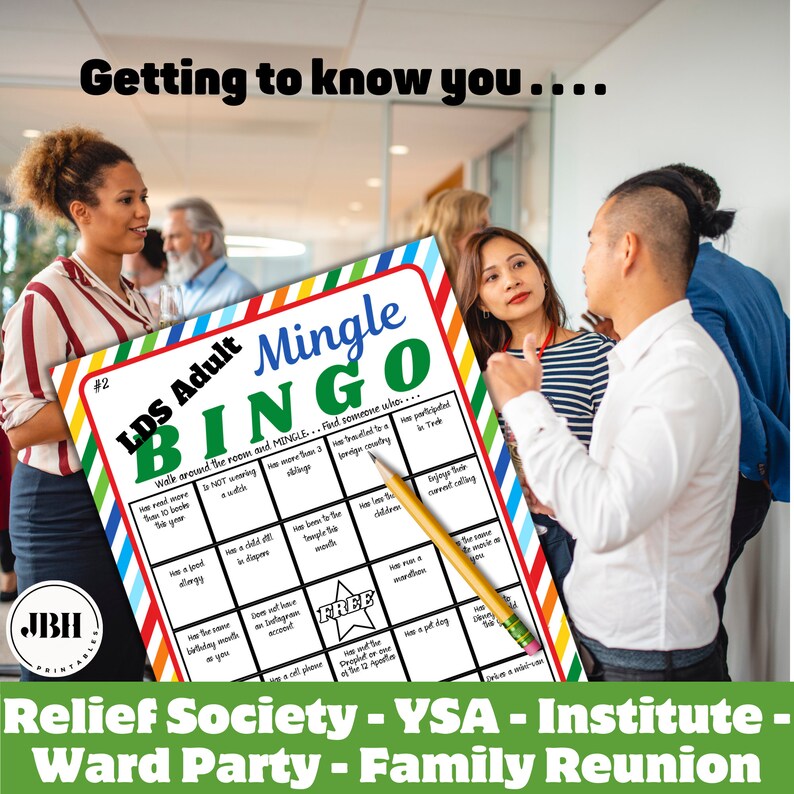 LDS Adult Mingle Bingo Game: Ward Party Icebreaker (digital Download ...