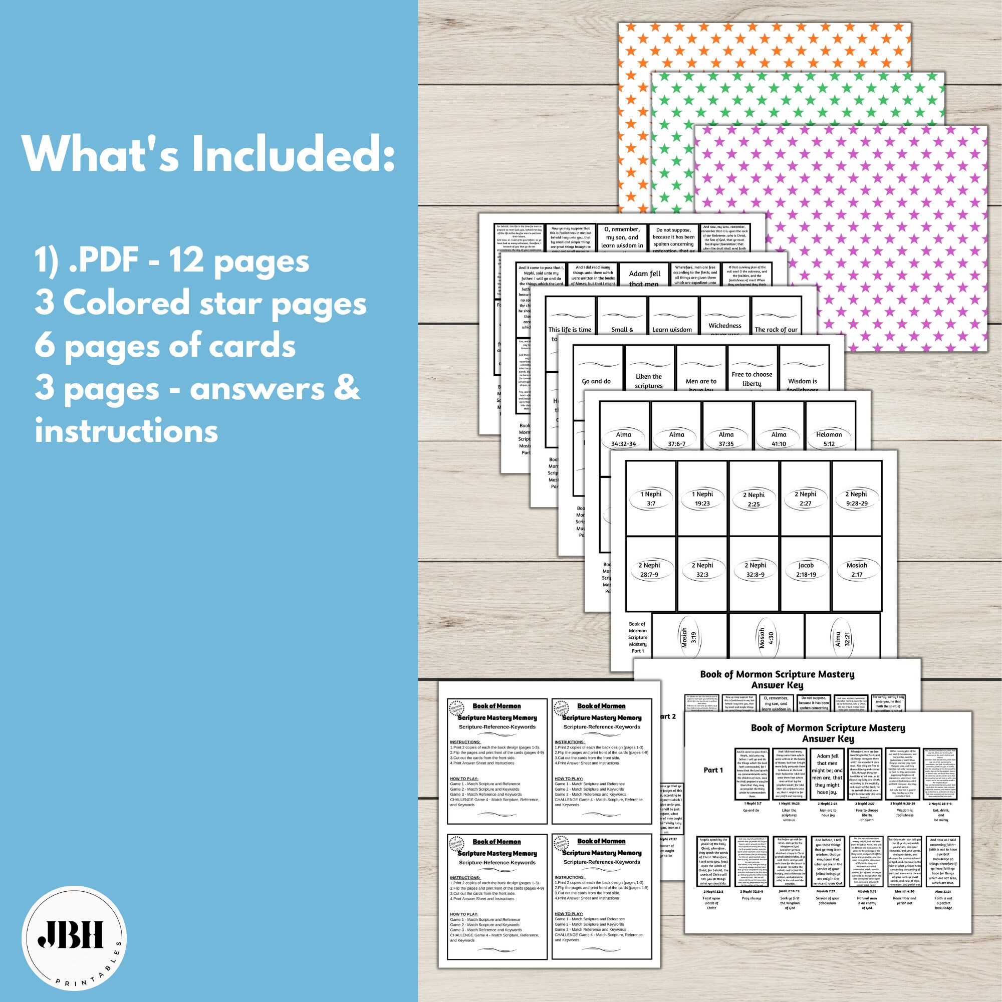 Book of Mormon Memory Games for Come Follow Me 2024, LDS Scripture Fun ...