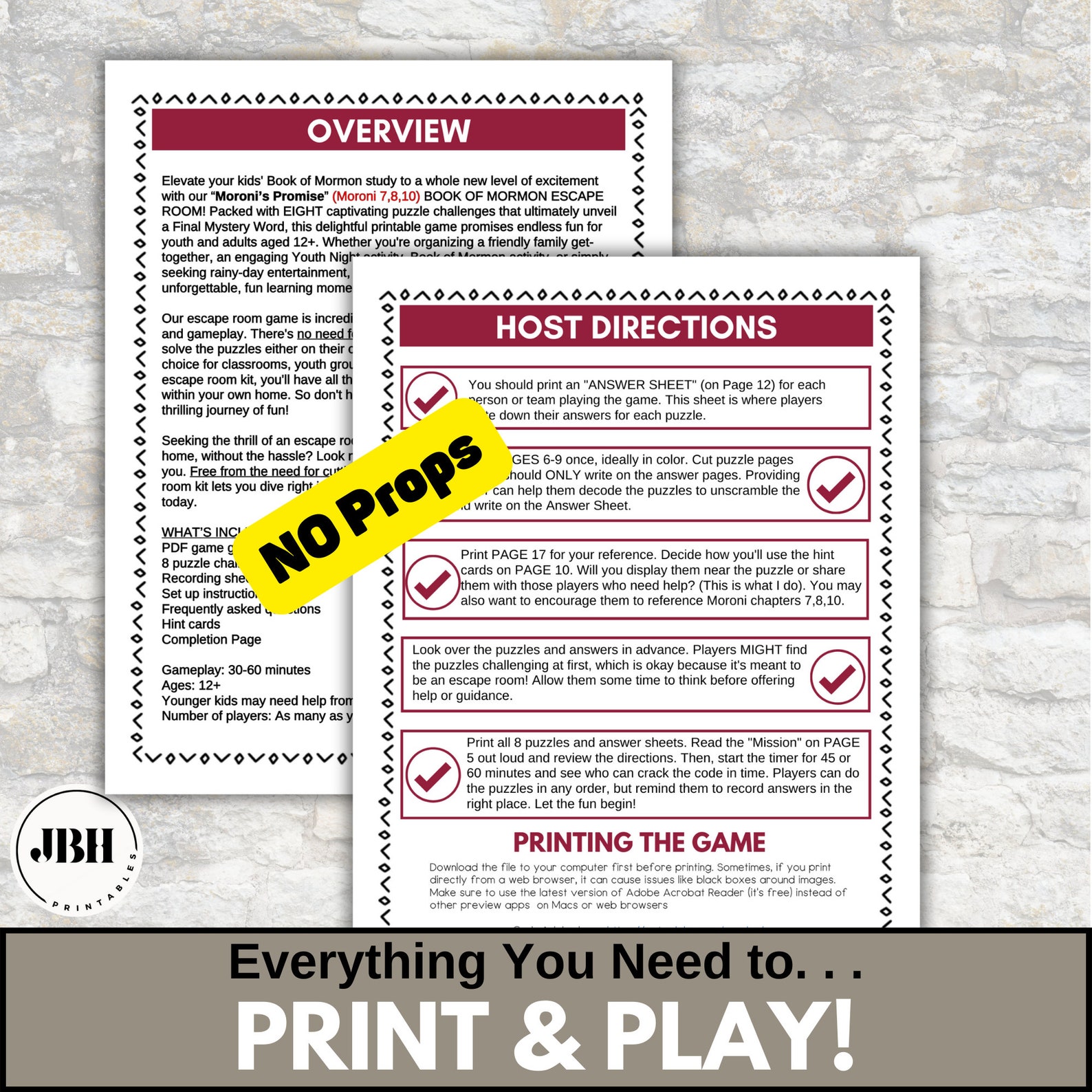 Moroni's Promise Escape Room: Family Game Night (printable PDF) - Etsy UK