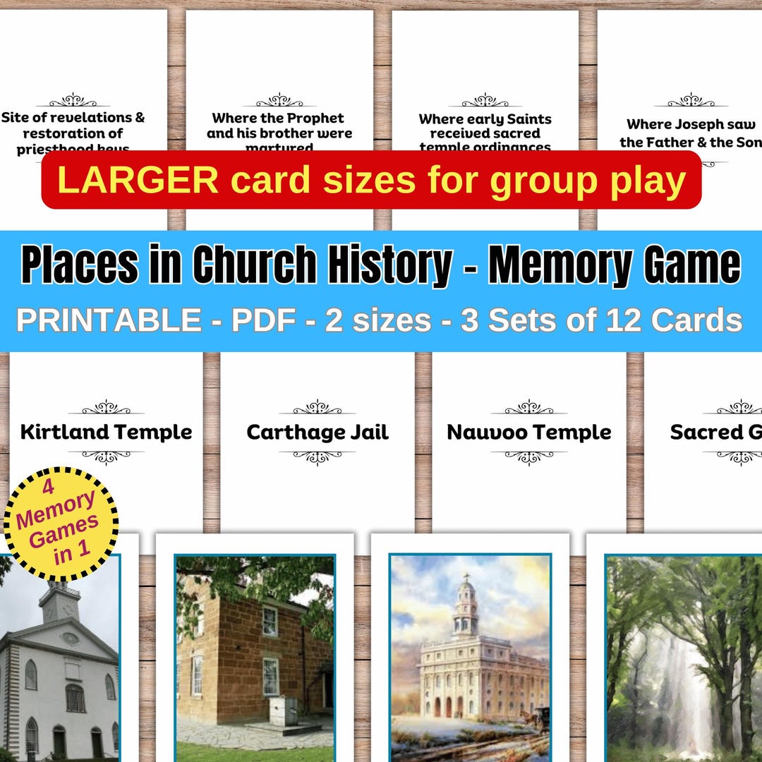 Places in Church History Memory Game for Large Groups – Printable ...