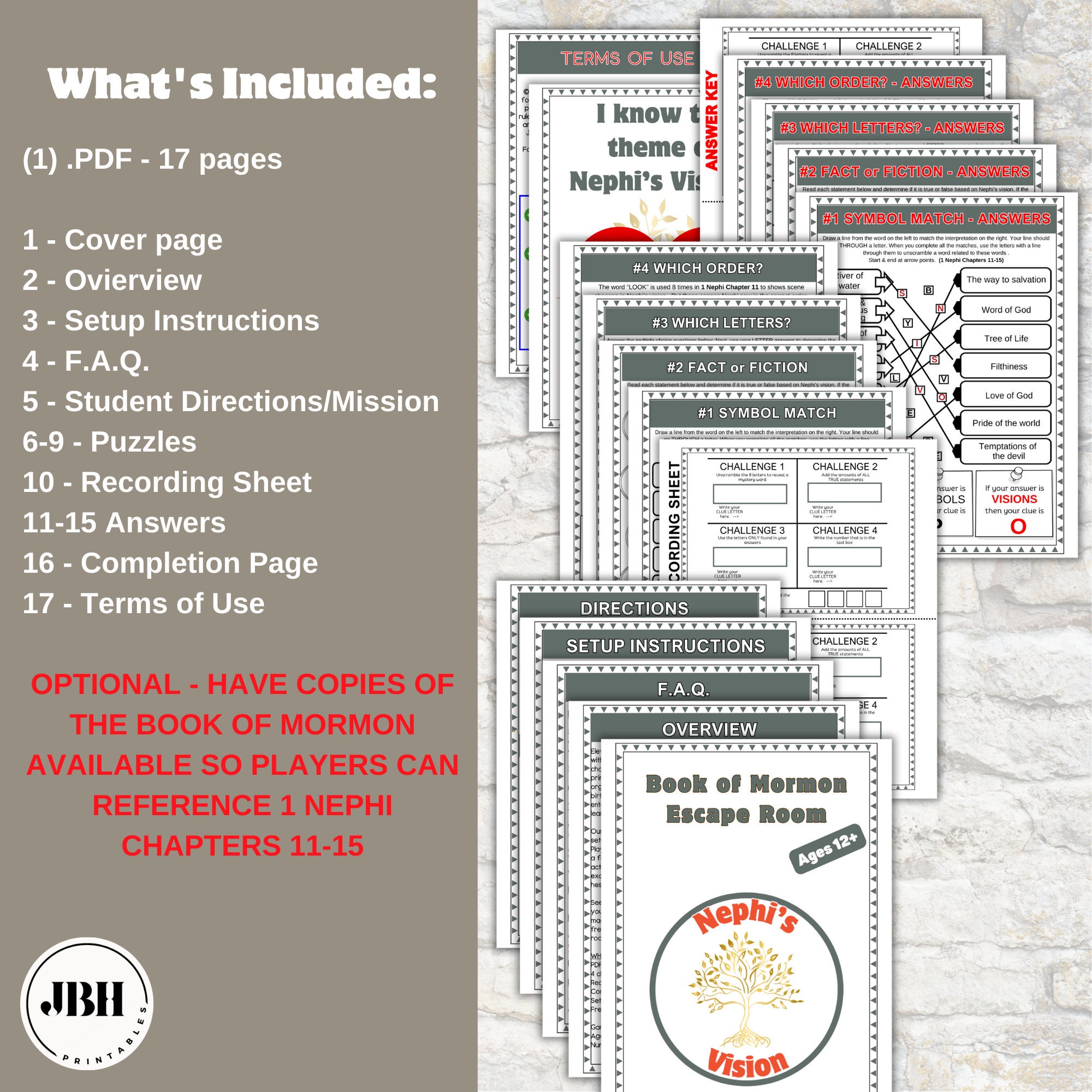 Nephi's Vision Escape Room: Book of Mormon Adventure, Seminary Class ...