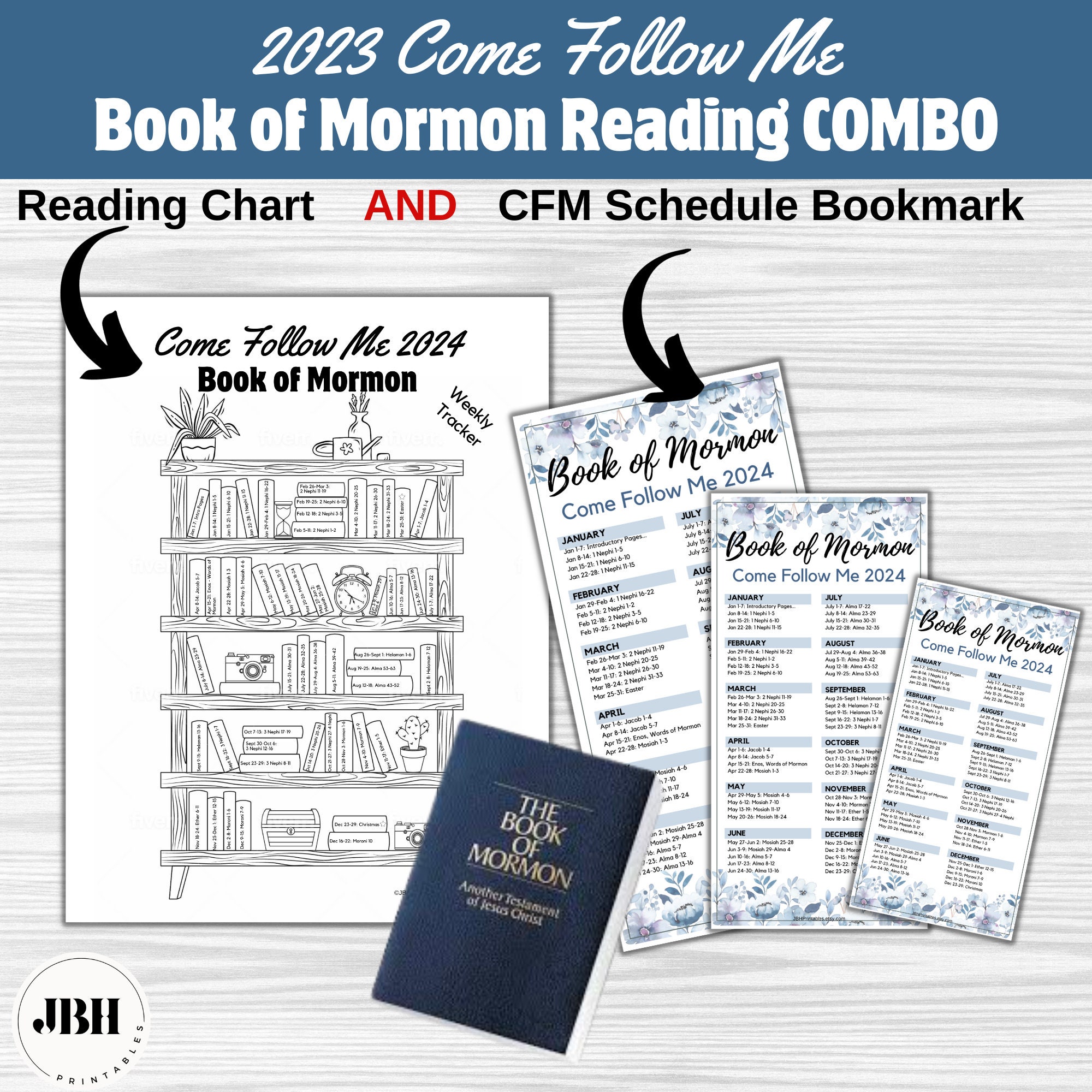 Book of Mormon Reading Chart & Tracker COMBO for 2024 Study, Come ...