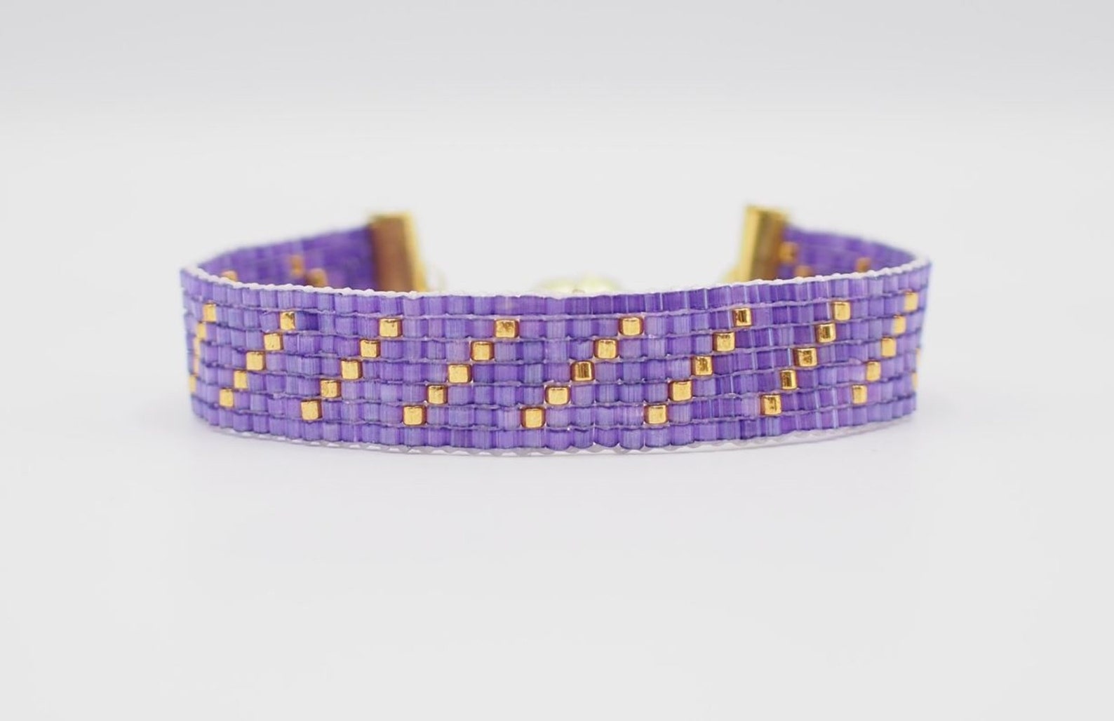 Purple Glass Japan Bead Miyuki Bracelet Beadwoven Boho Loom - Etsy