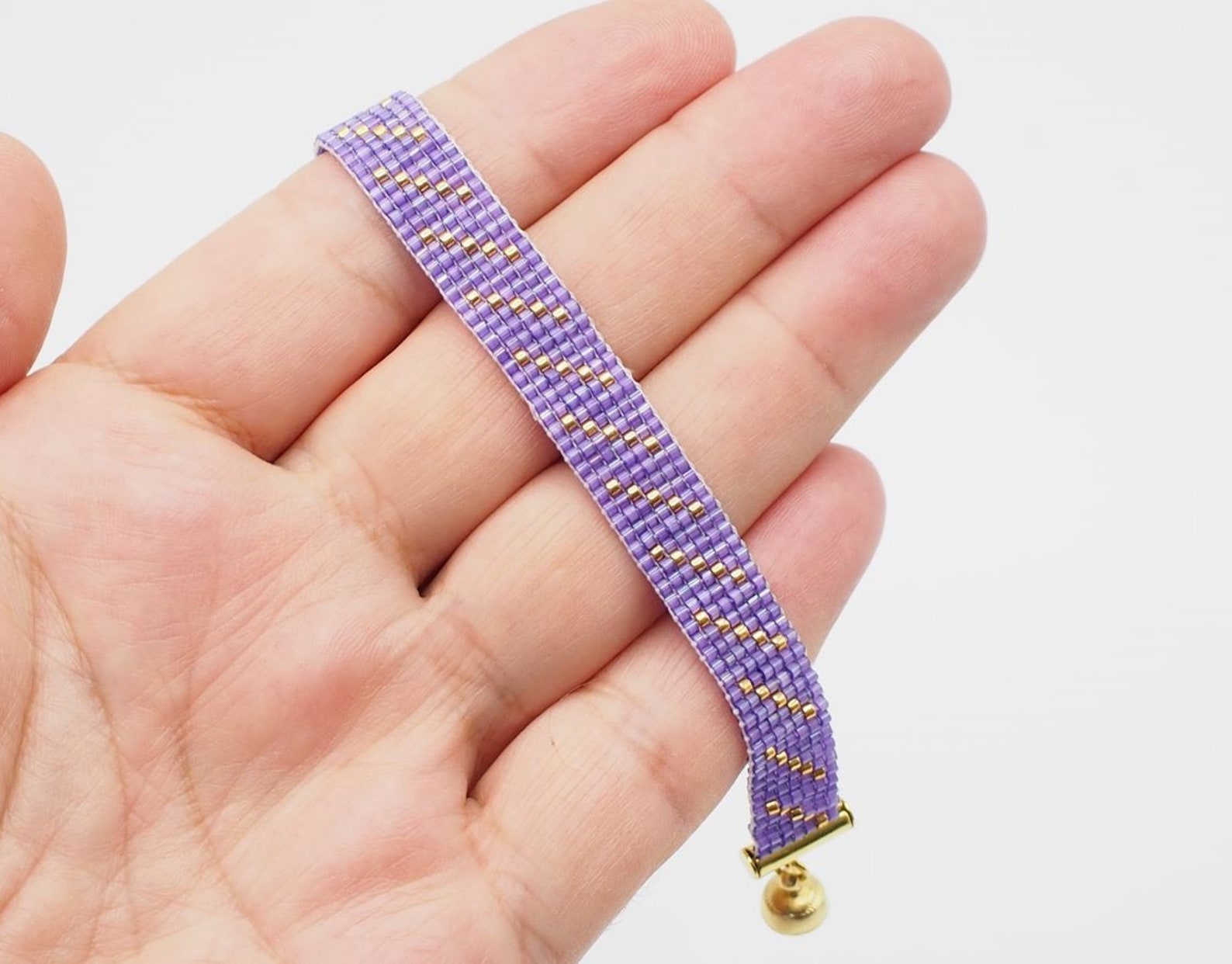 Purple Glass Japan Bead Miyuki Bracelet Beadwoven Boho Loom - Etsy