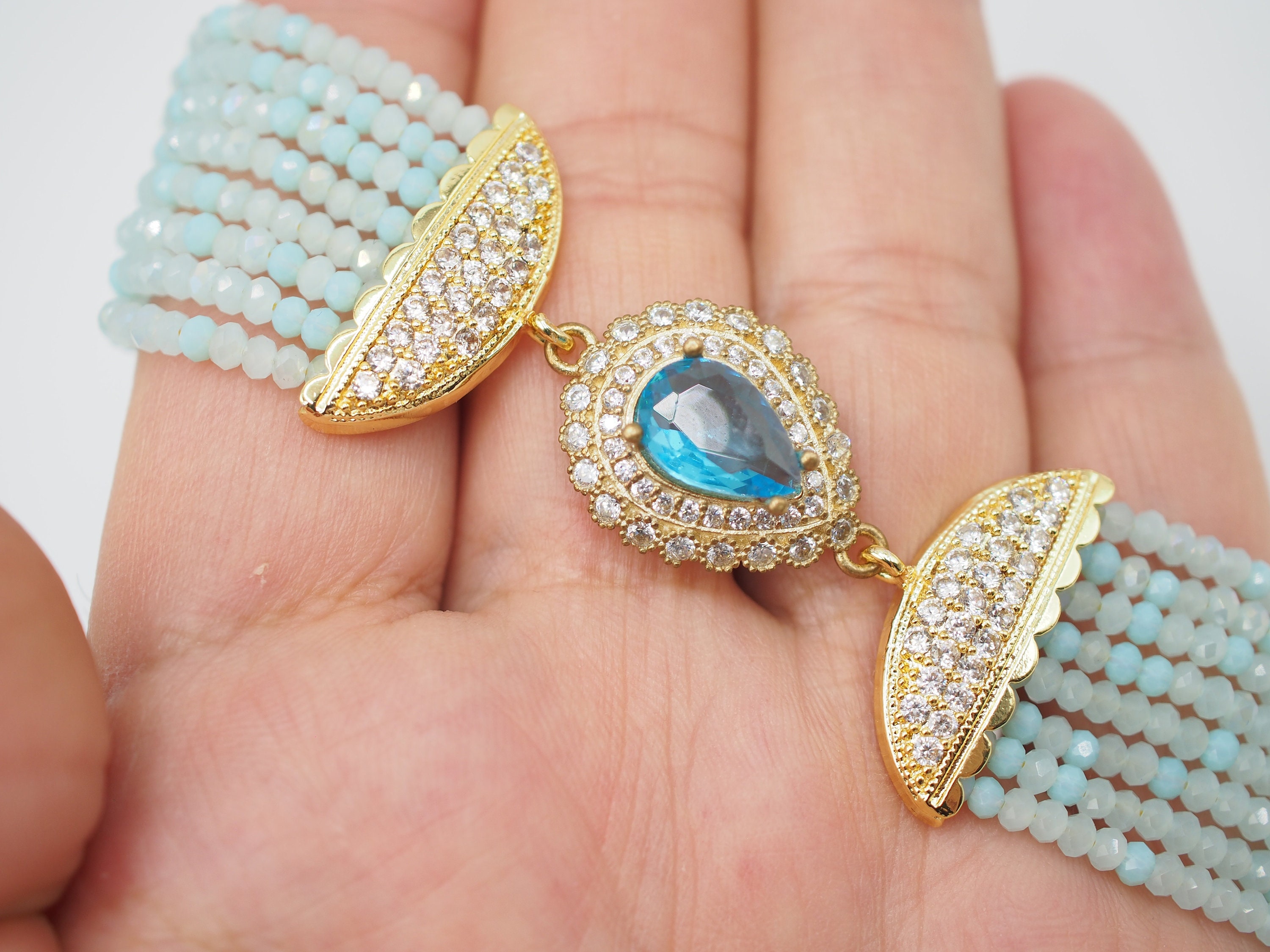 Baby Blue Beaded Sultan Women Bracelet Ottoman Jewelry - Etsy