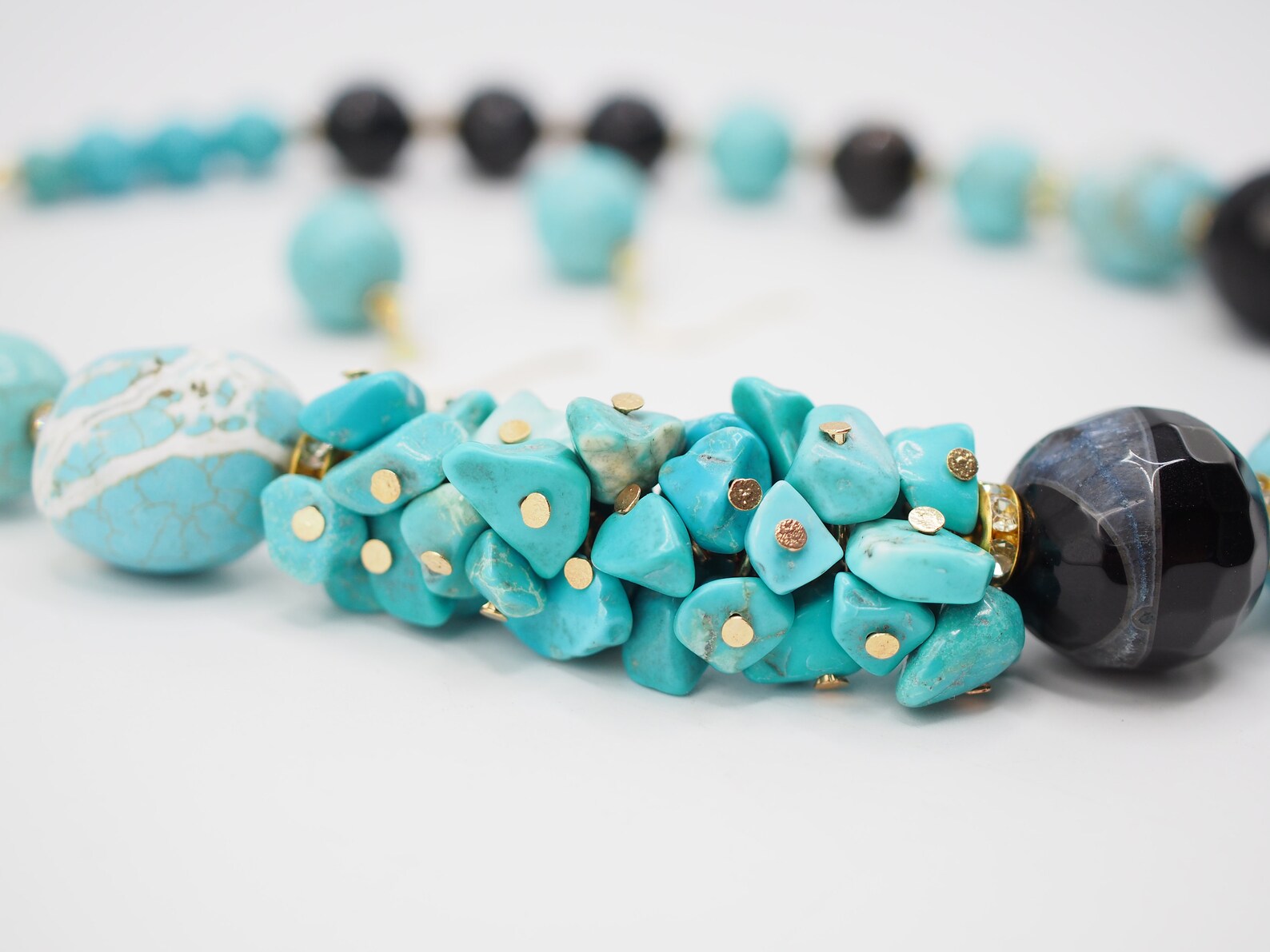 Turquoise December Birthstone Necklace, Chunky Beaded Natural Stone ...