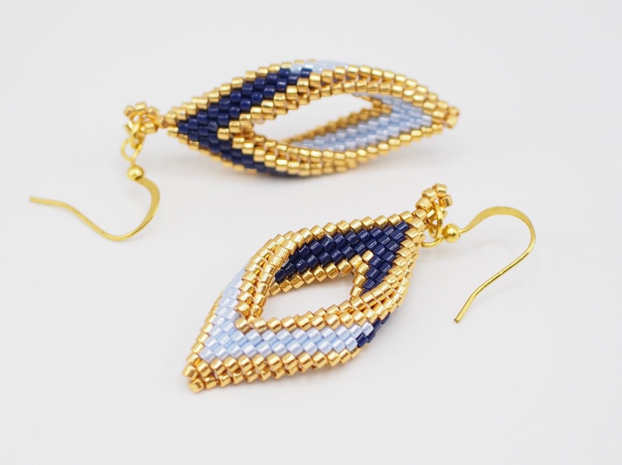 Boho Beadwoven Delica Earrings, Ear Jewelry, Miyuki Earrings, Folded ...