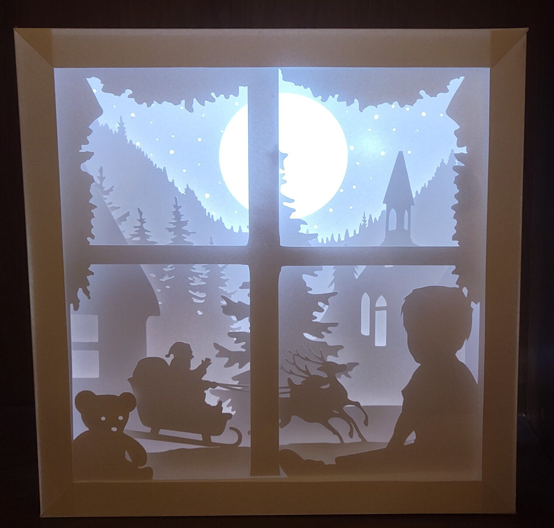 Boy in Window Lighted Shadow Box - Etsy