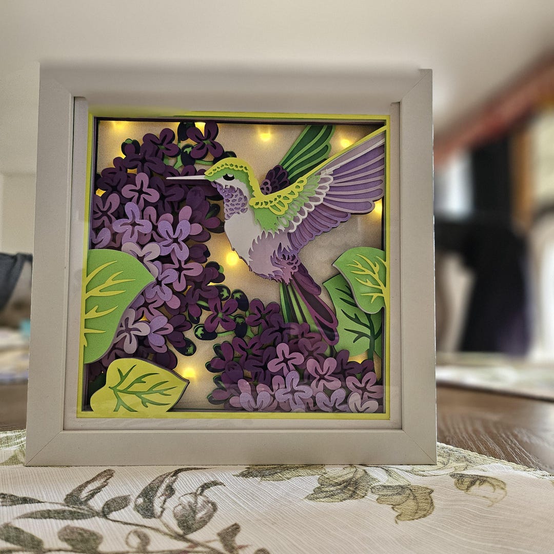 Lilac Hummingbird Shadow Box - Etsy