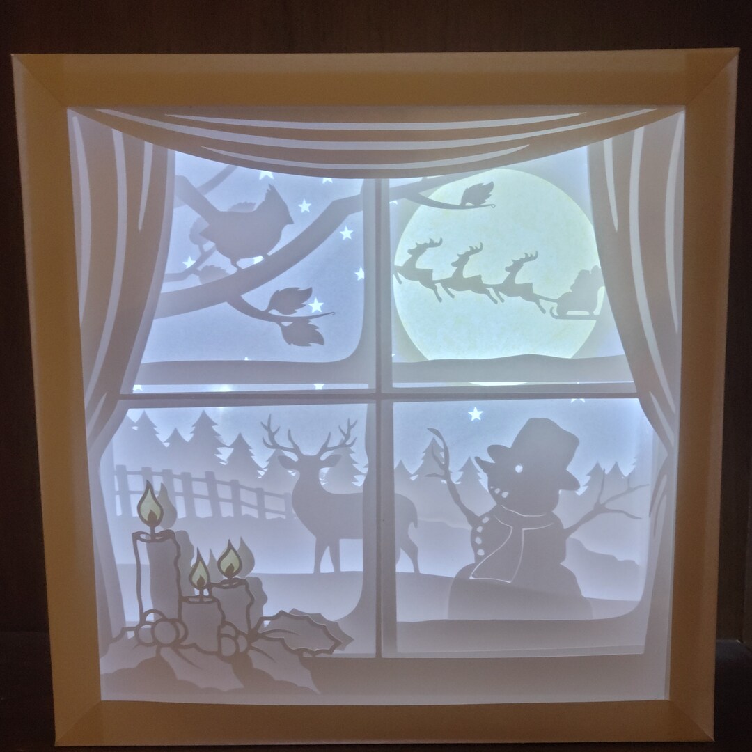 Window Snowman Lighted Shadow Box - Etsy