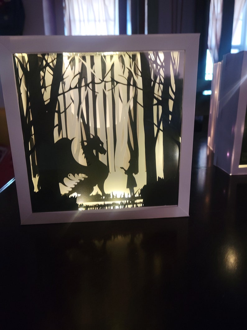 A Girl and Her Dragon Shadowbox - Etsy