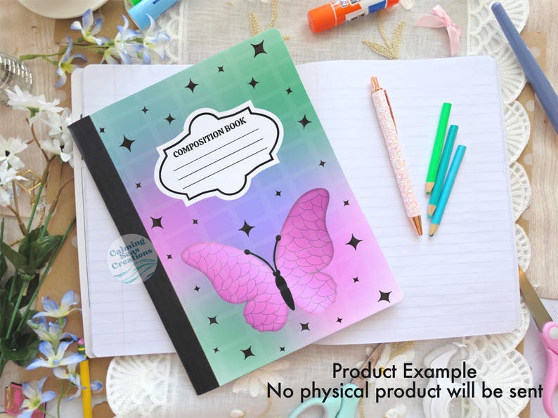 Printable Notebook Cover PNG Back to School Composition Notebook Hand ...
