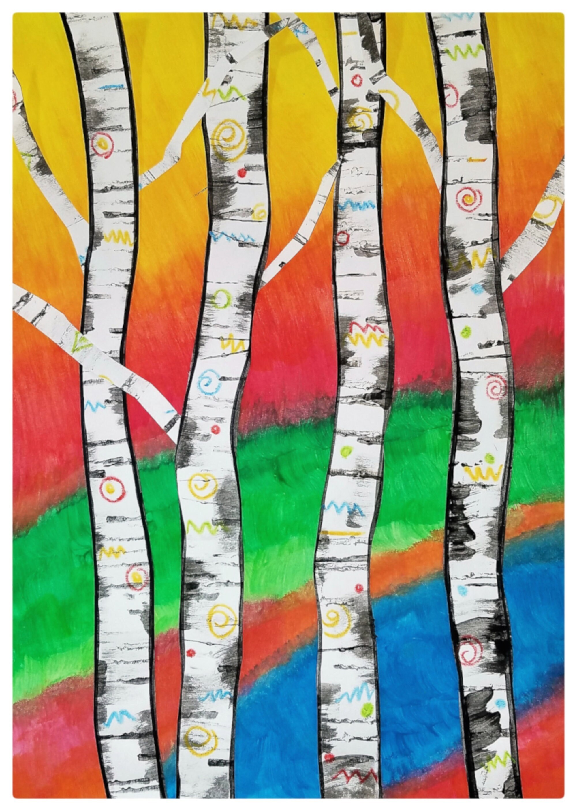 Educational Art Kits for Kids! Whimsical Birch Trees, Mixed Media Art ...