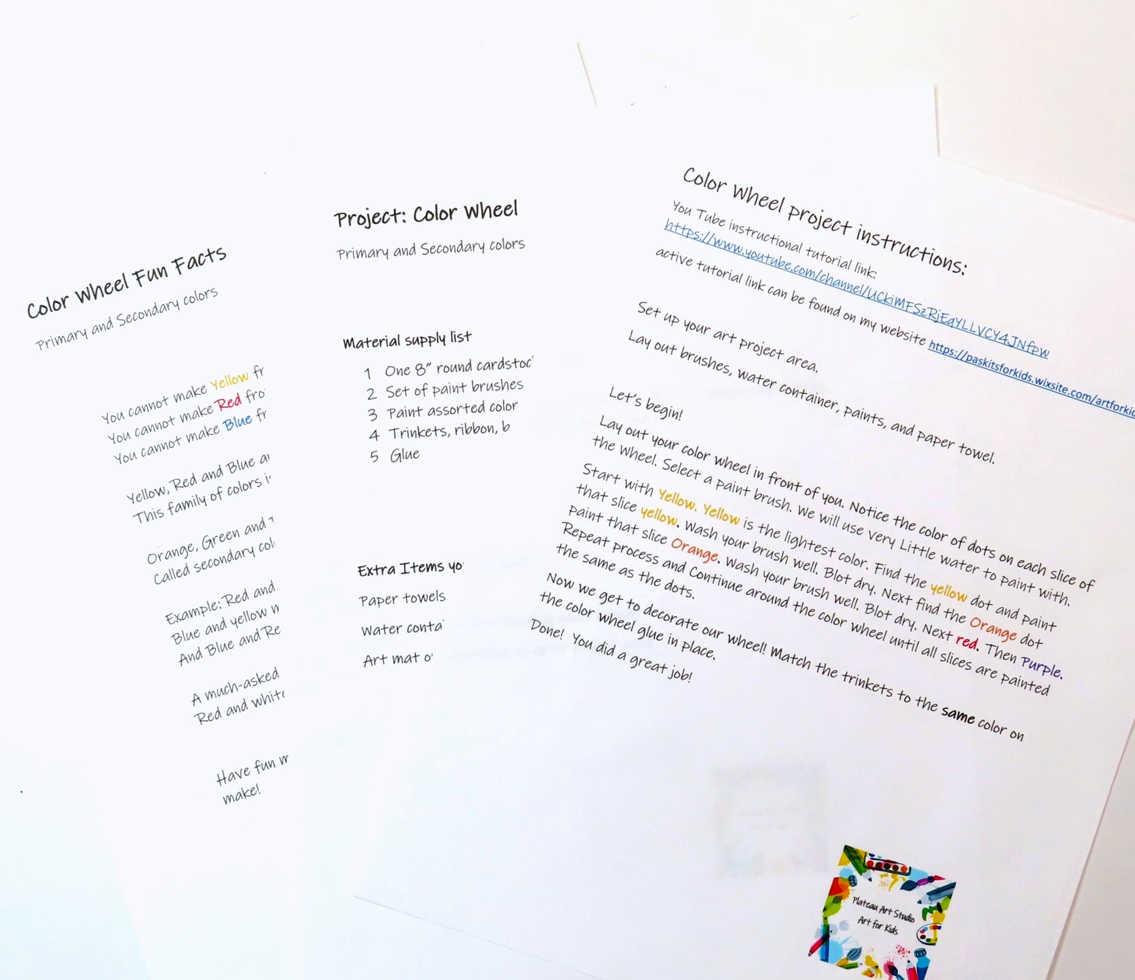 Educational Art Kits for Kids! Color Wheel Art Project Kit. Tutorial ...