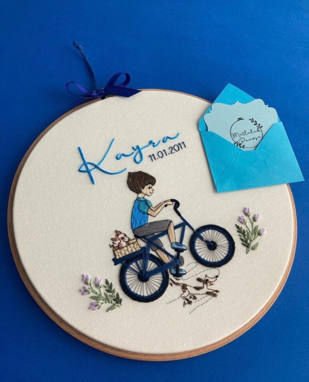 Boy on Bike, Little Boy on Bicycle, Personalized Embroidery, Embroidery ...