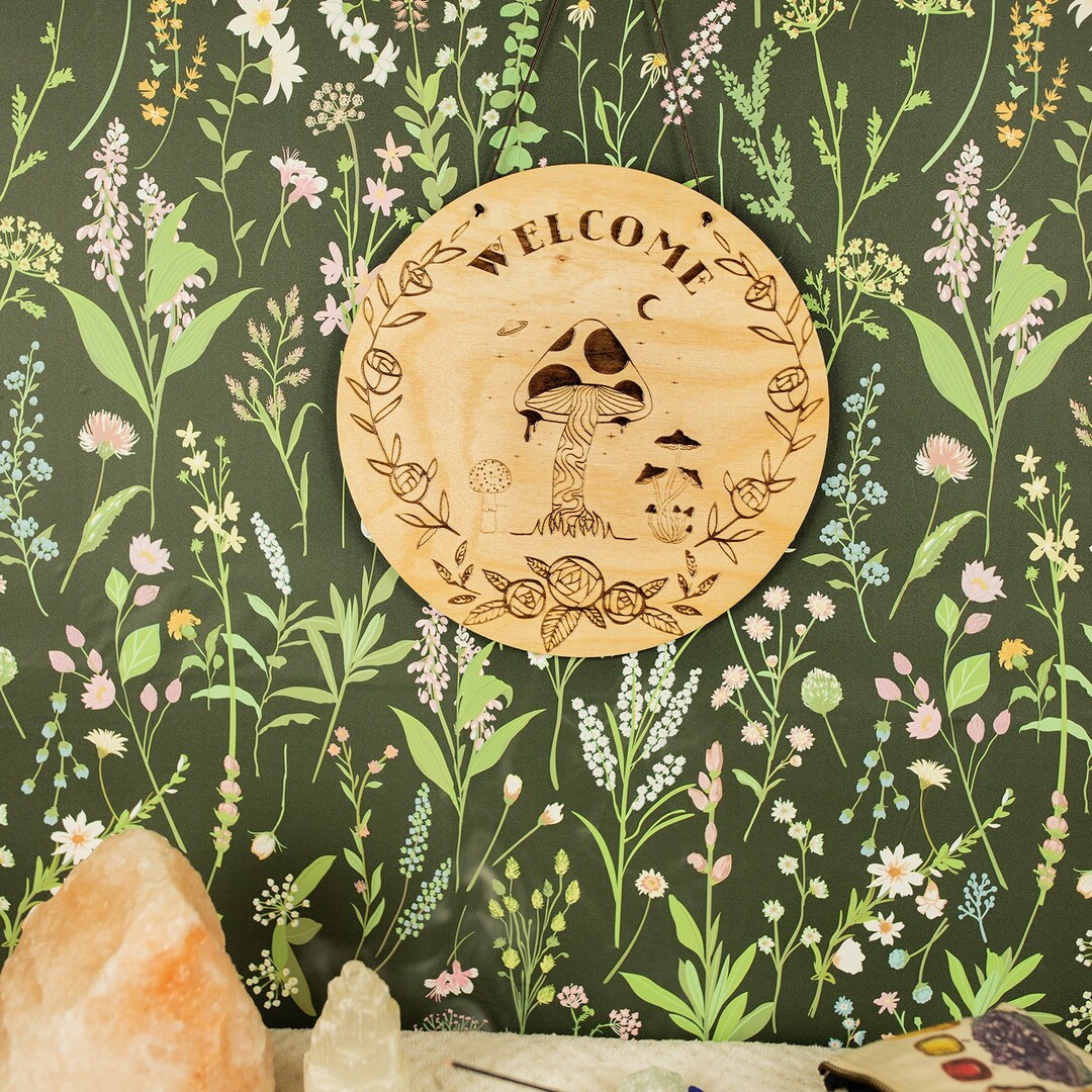 Mushroom Welcome Sign Cottagecore Home Decor Mushroom Lover - Etsy