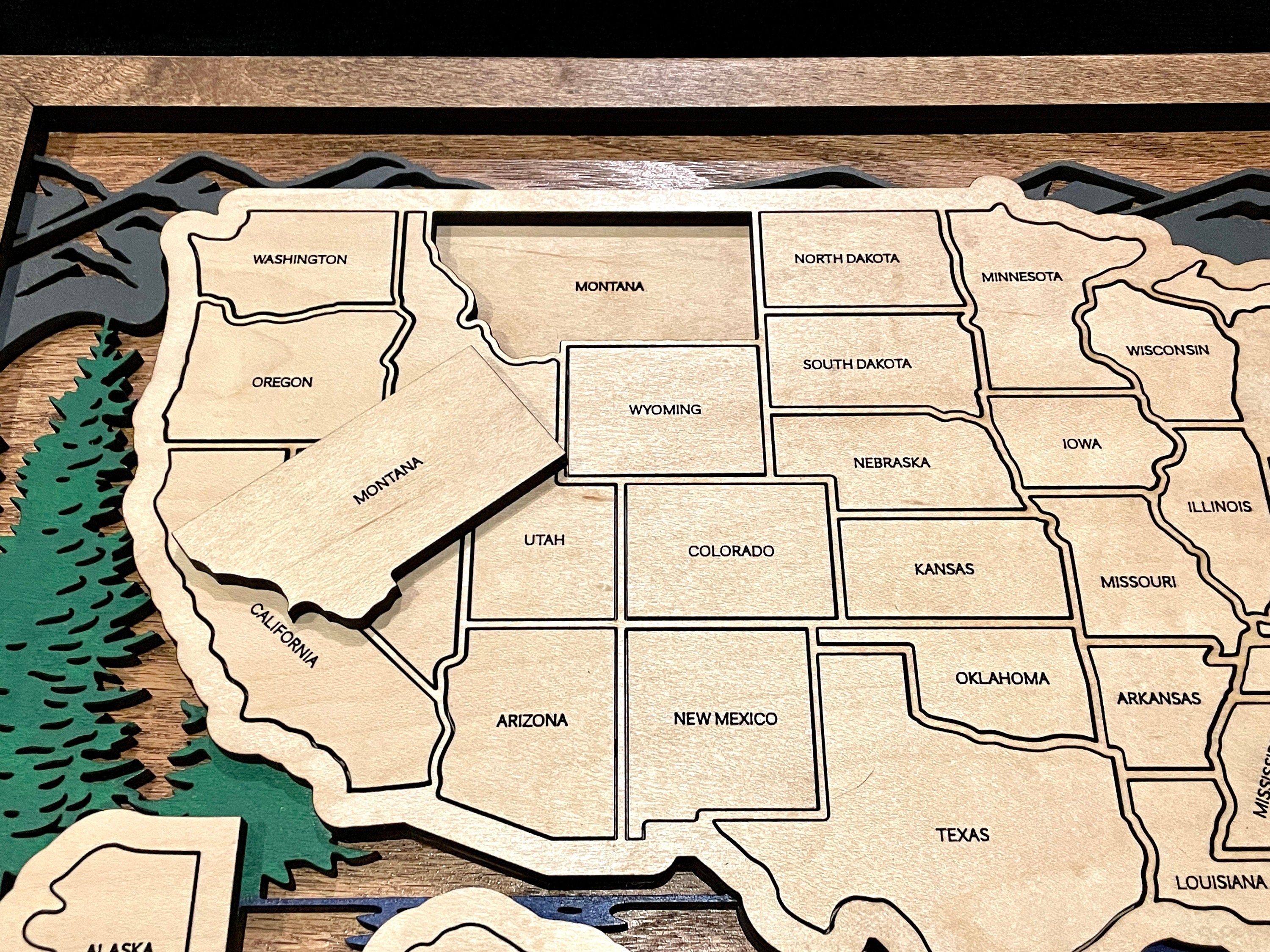 Customizable Wooden Travel Map Usa Travel Map Engraved Travel Map Adventure Map Map Artwork