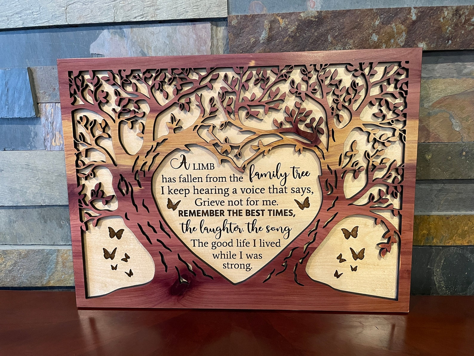 Sympathy Sign, Memorial Gift, Memorial Sign, Limb Has Fallen Memorial ...