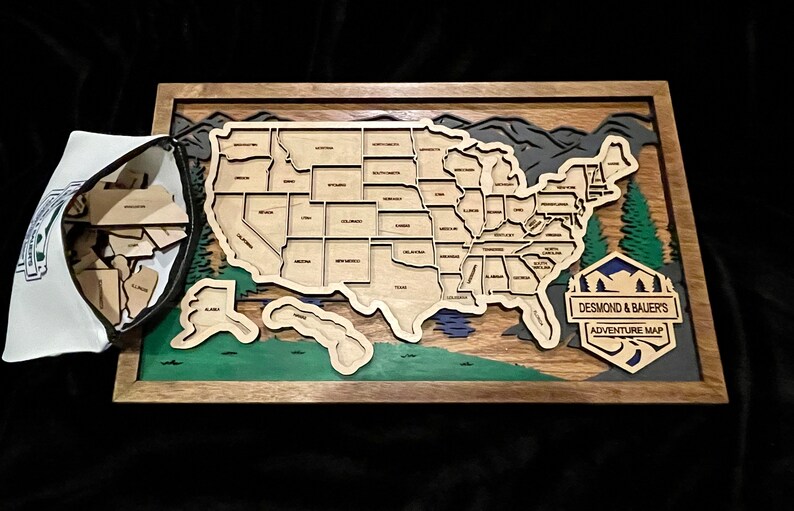 Customizable Wooden Travel Map, USA Travel Map, Engraved Travel Map ...