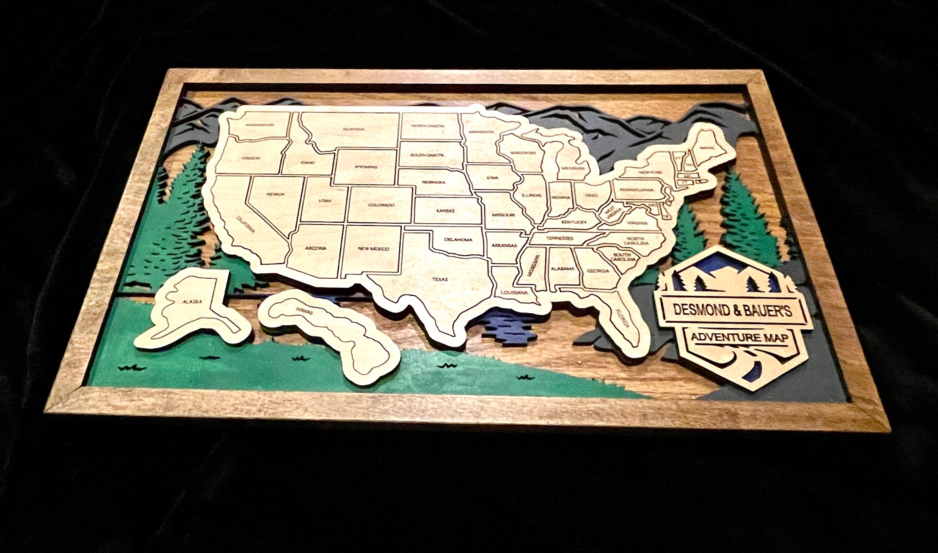 Customizable Wooden Travel Map, USA Travel Map, Engraved Travel Map ...