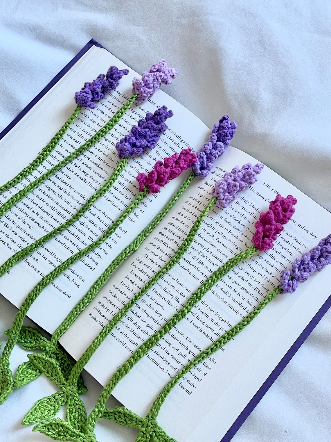 Crochet Handmade Lavender Flower Bookmark - Etsy