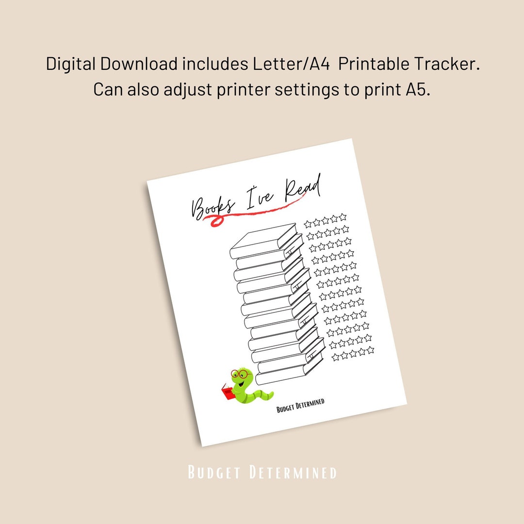 Digital Printable Worm Book Rating Reading Planner Tracker Letter A4 A5 ...