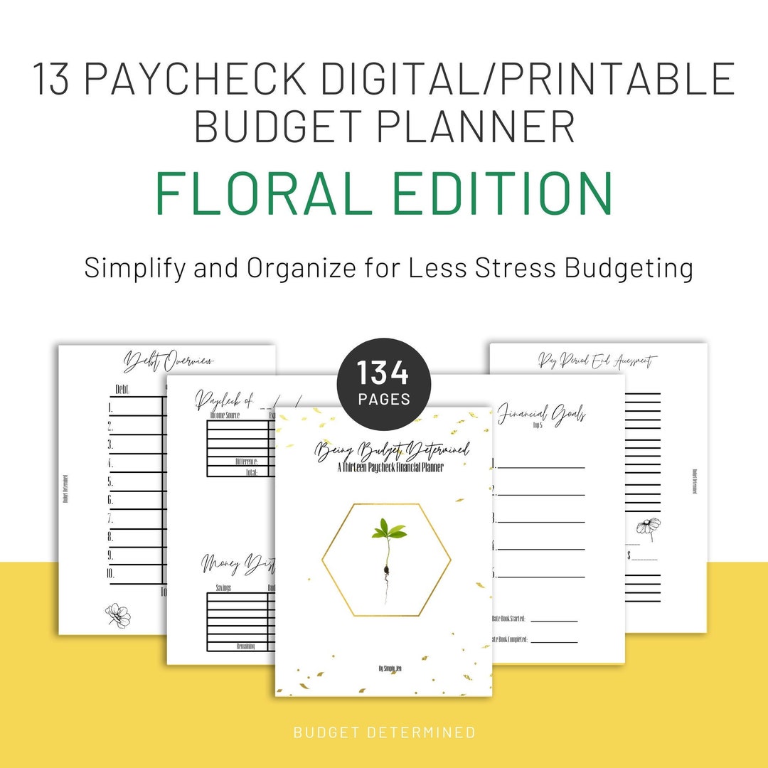 Printable Undated Floral Budget Planner Cash Budgets A4 Letter or A5 ...