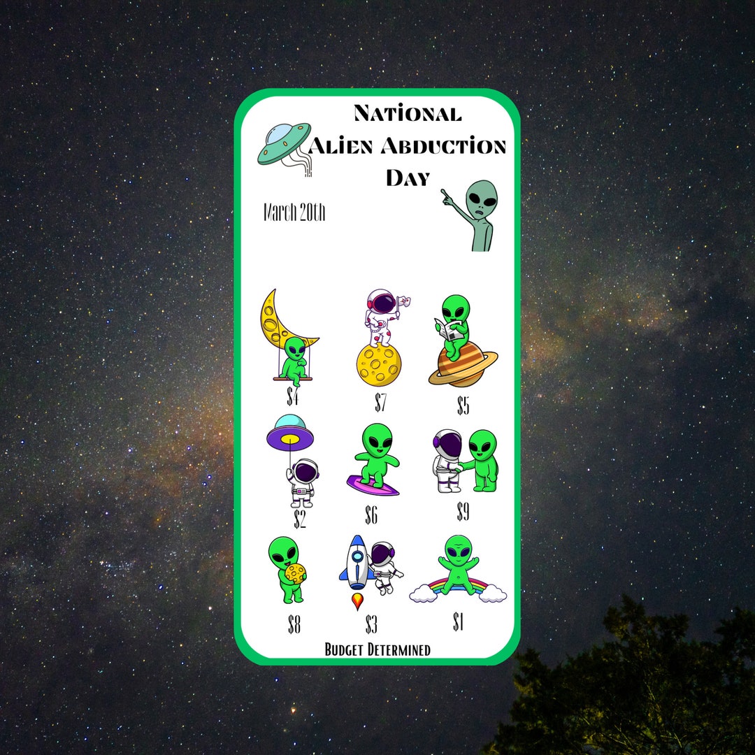 National Alien Abduction Day A6 Printable Savings Challenge - Etsy