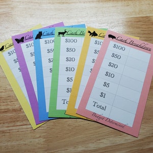 Printable Cash Breakdown Cards for Cash Budgeting | Etsy