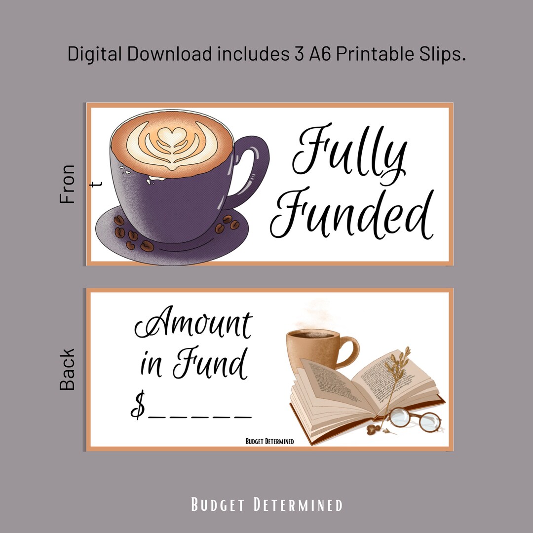 Coffee Printable Fully Funded Slip Holder PDF Insert Double Sided - Etsy