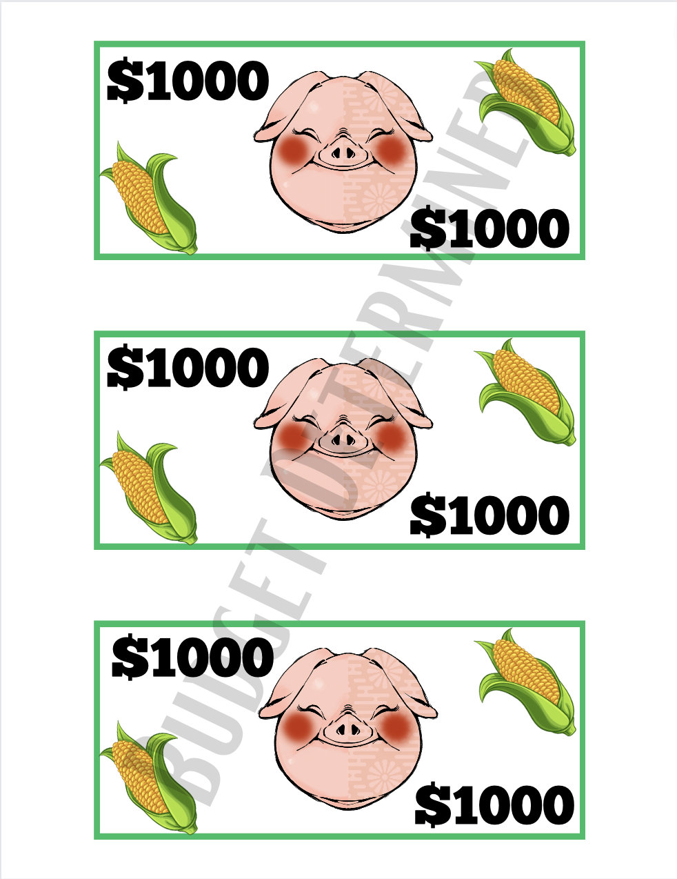 Happy Pig Printable Money Place Holder PDF Insert Double Sided - Etsy