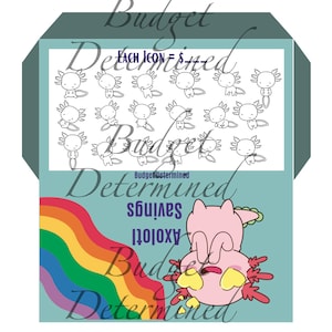 Printable Axolotl Savings Challenge Cash Envelope for A6 Binder PDF - Etsy