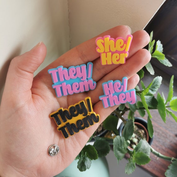 Pronoun Pins Fully Custom 3D Printed Fun and Colourful | Etsy