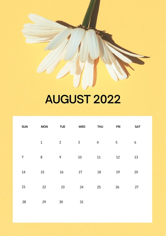 August 2022 A5 Printable Monthly Planner - Etsy