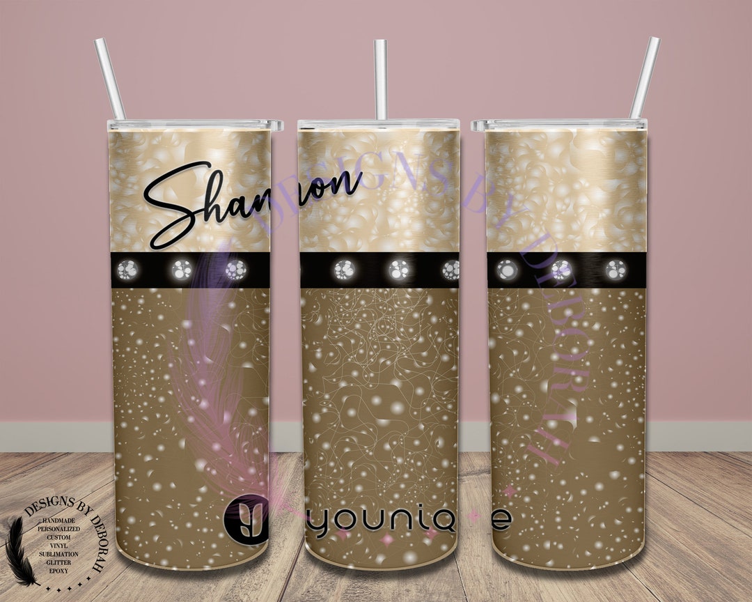 Younique 2022 Logo Beige Personalized Custom 20 Oz Skinny Sublimated ...