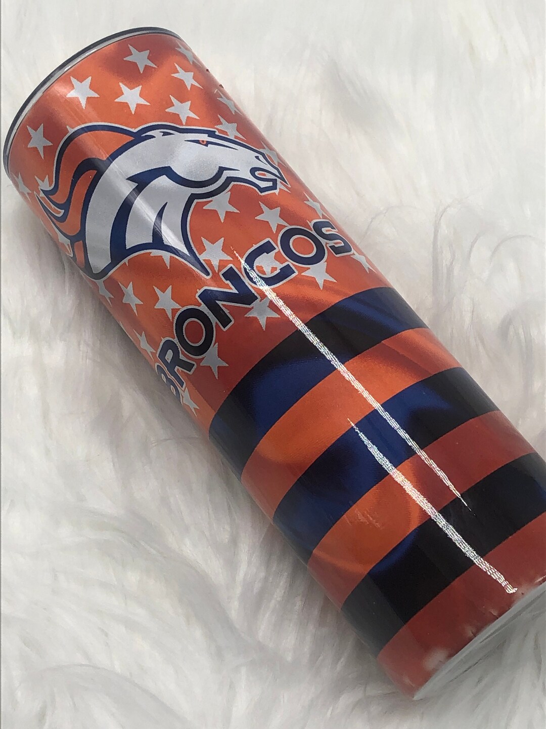 Denver Broncos Inspired Striped 20 Oz Skinny Sublimated Tumbler - Etsy