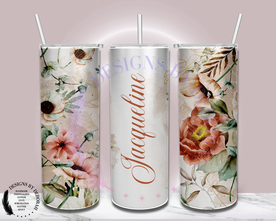 Personalized Peach Flowers Sublimation Tumbler - Etsy