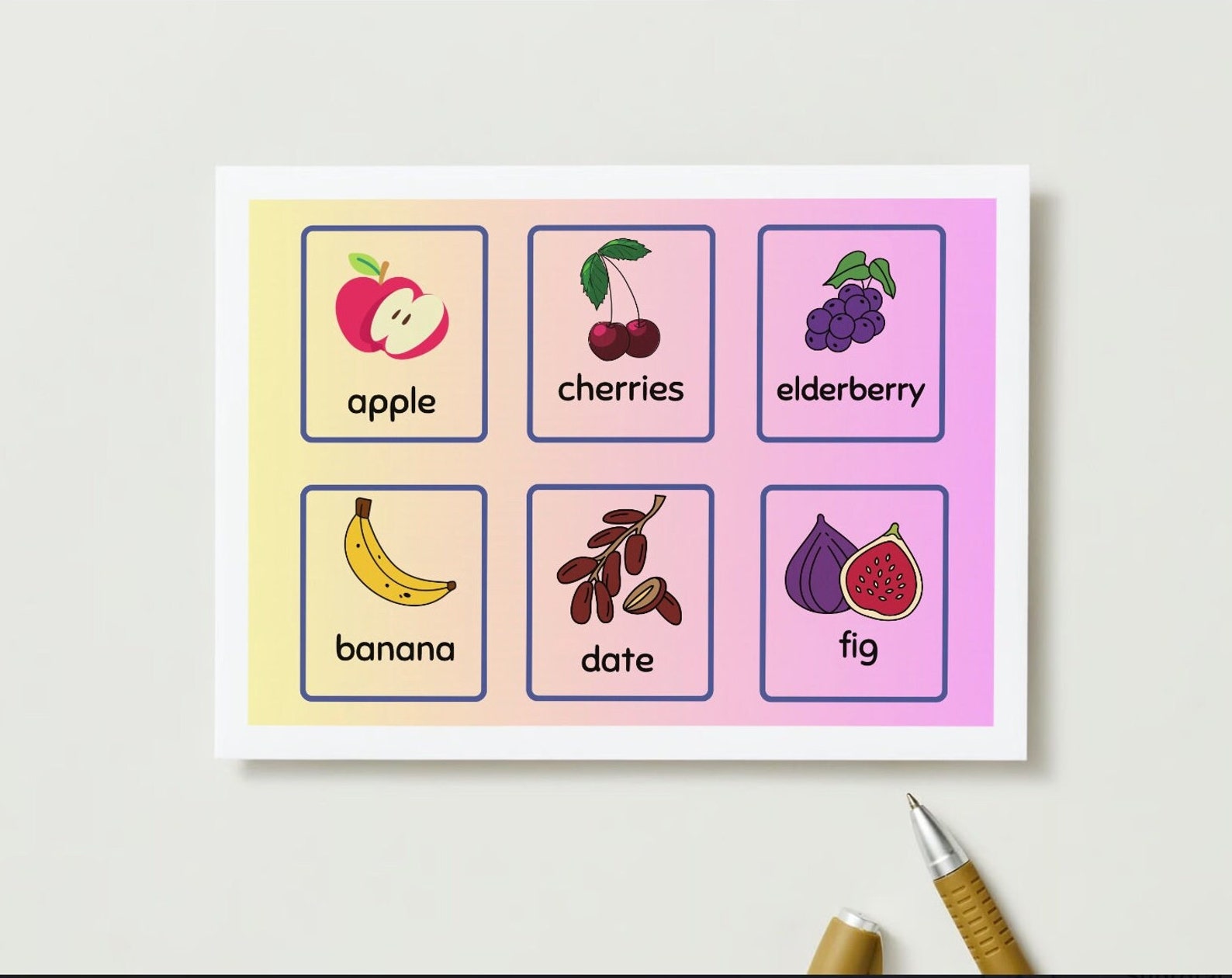 Flash Card Fruits for Kids and Toddlers Learning Source Fruits Names ...