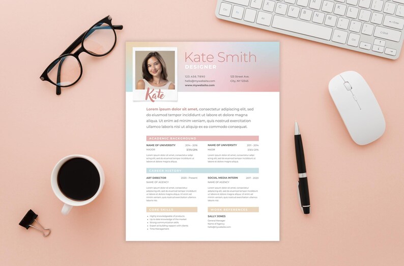 Clean Creative Resume, Cover Letter Templates With Photo - Etsy