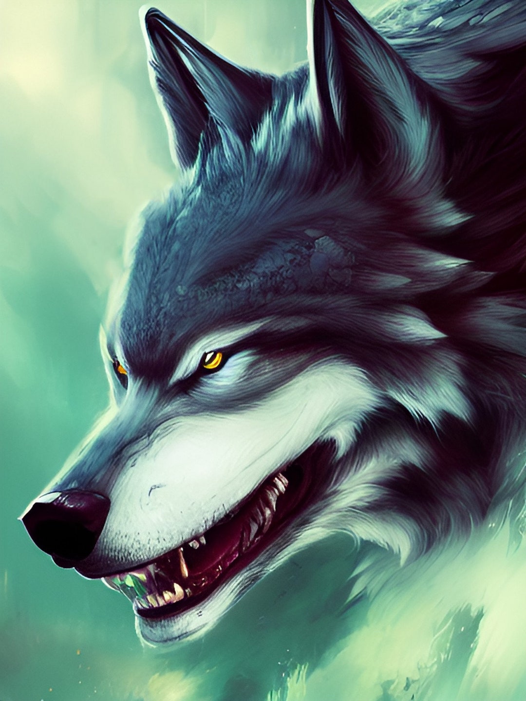 Wolf Painting 1 Poster Lone Angry Alpha Male Wild Hound Print - Etsy